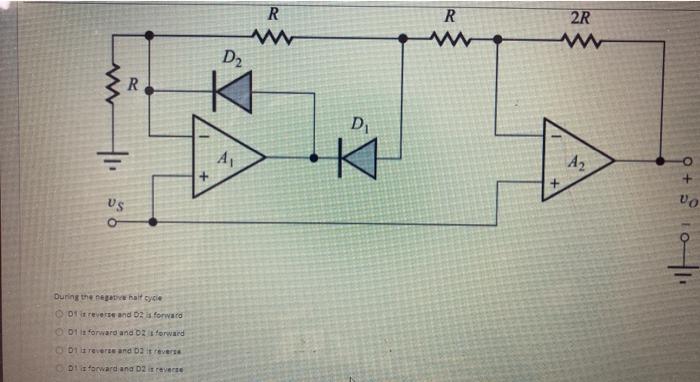 Solved R R w 2R w D2 R ŽR = D A, K K A2 Us O + 10 Vo During | Chegg.com