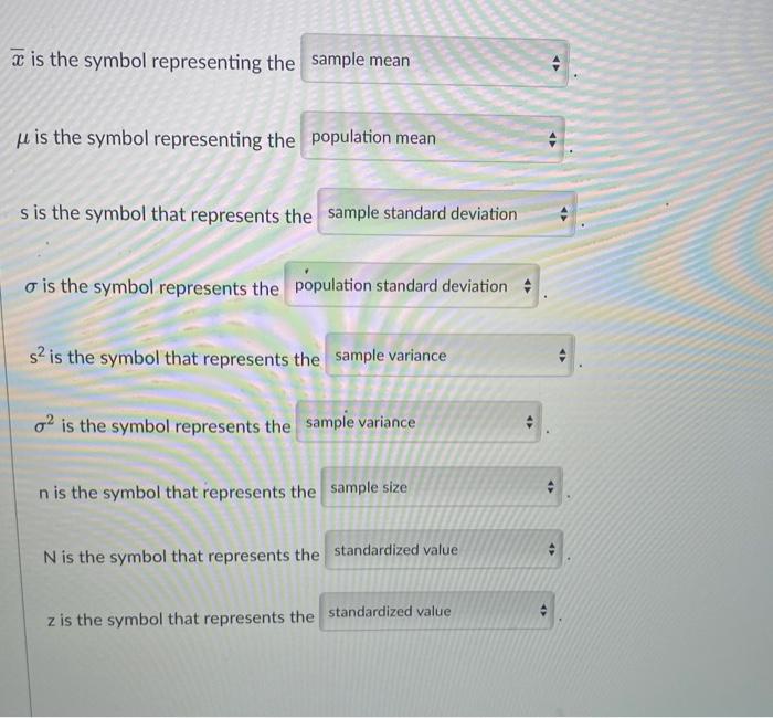 Solved xˉ is the symbol representing the μ is the symbol | Chegg.com