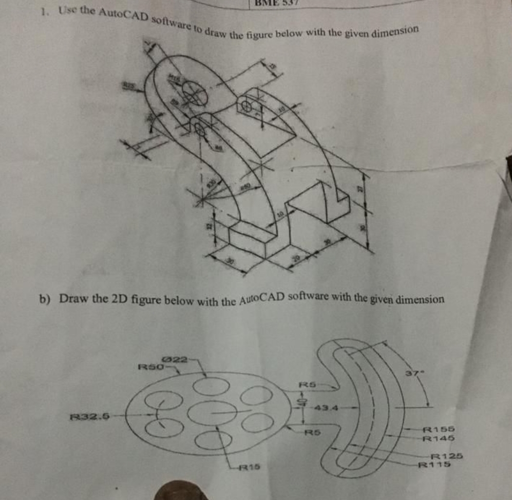 Solved Use the AutoCAD software to draw the figure below | Chegg.com