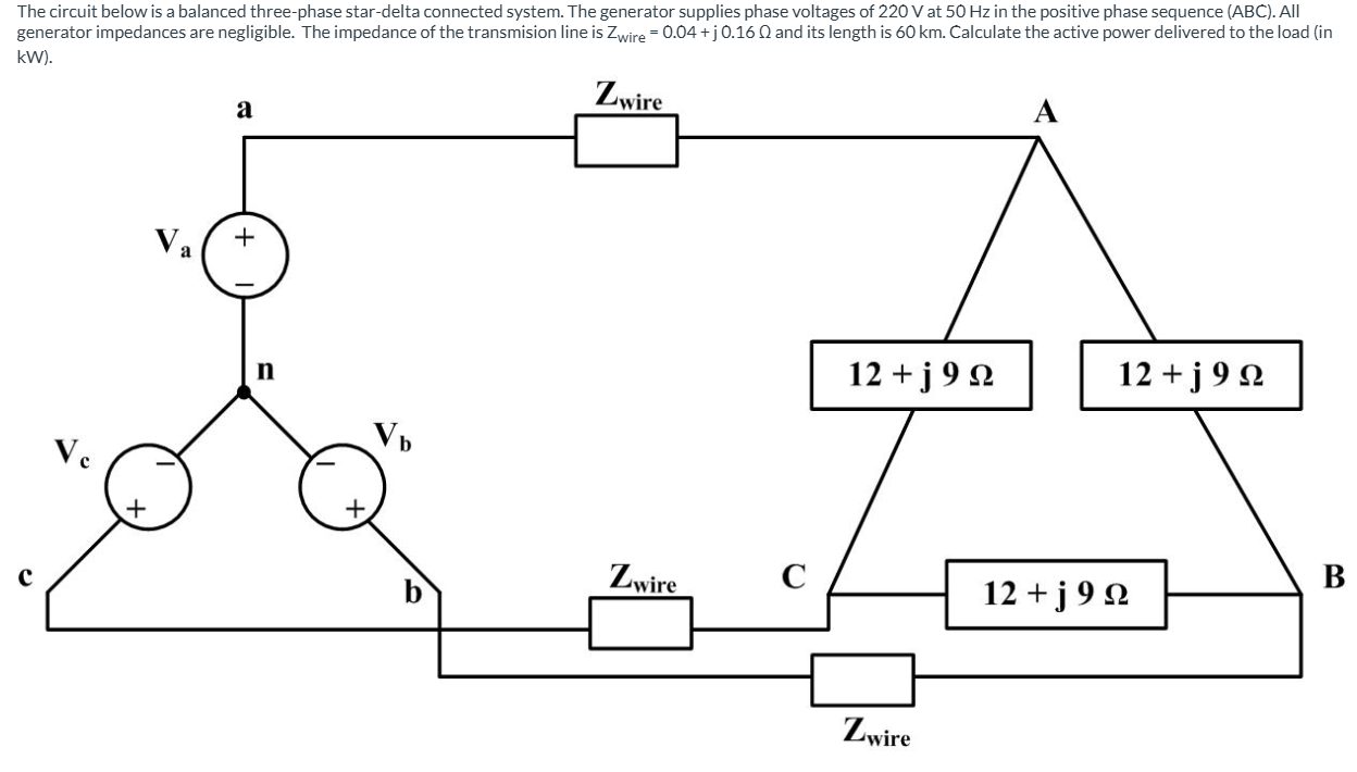 The circuit below is ﻿a balanced three-phase | Chegg.com