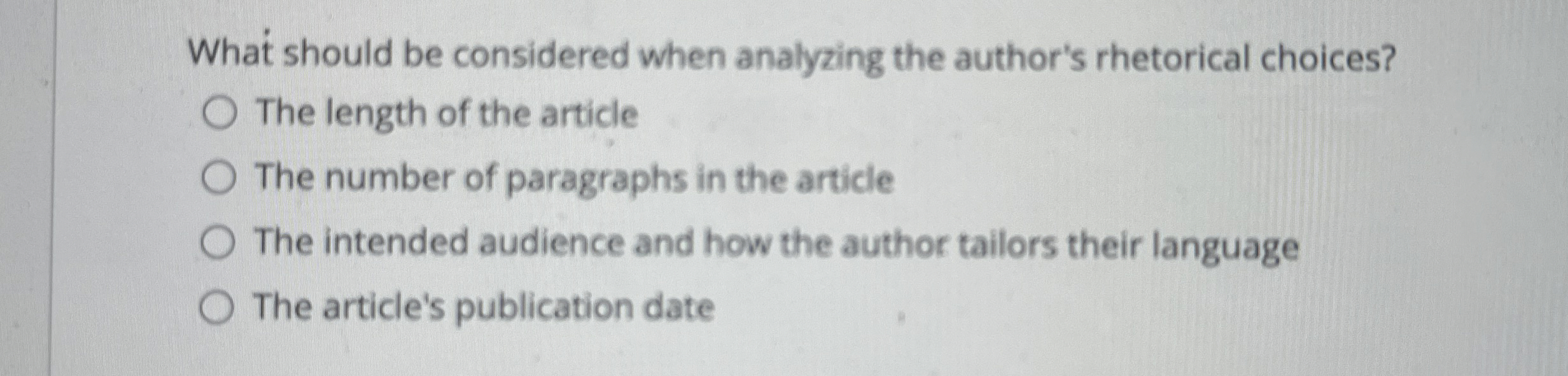 Solved What should be considered when analyzing the author's | Chegg.com