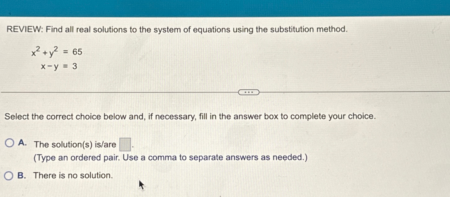 Solved REVIEW: Find all real solutions to the system of | Chegg.com