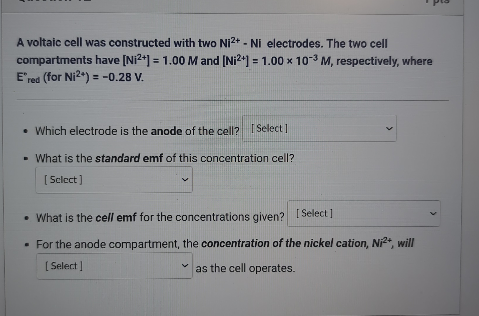 Solved A voltaic cell was constructed with two Ni2+-Ni | Chegg.com
