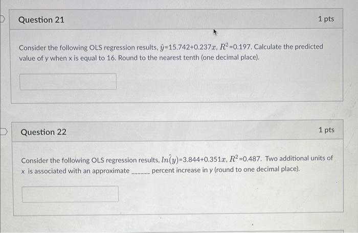Solved Consider the following OLS regression results, | Chegg.com