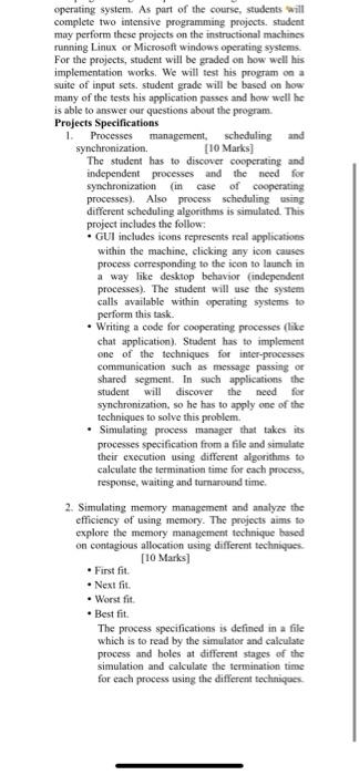 Solved Operating System Programming Projects Introduction: | Chegg.com