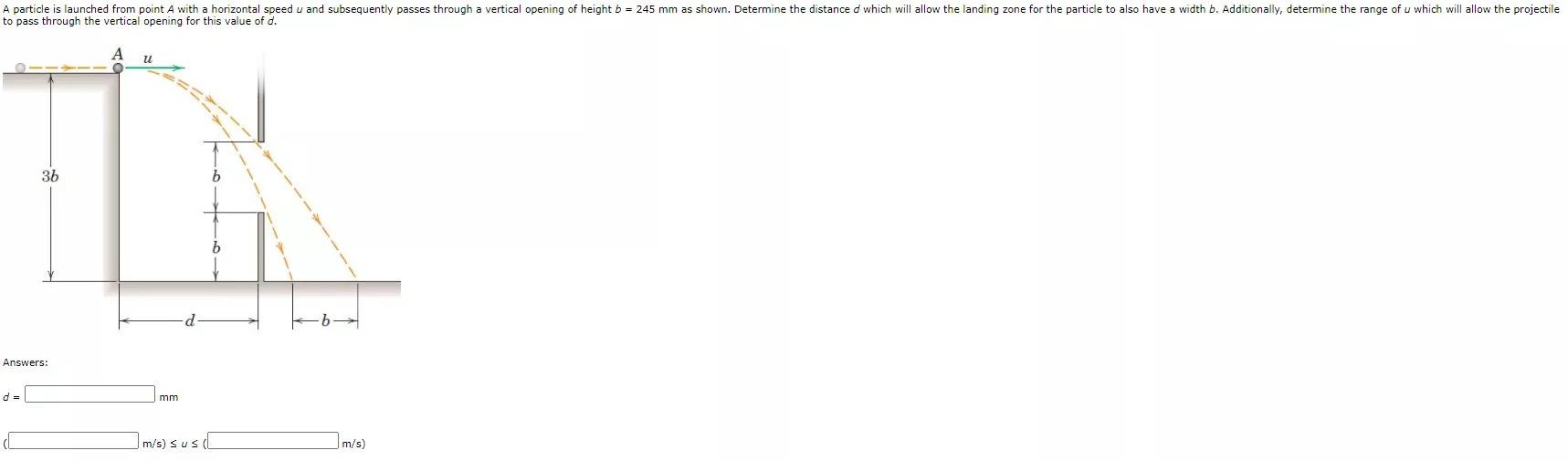 Solved A particle is launched from point A with a horizontal | Chegg.com