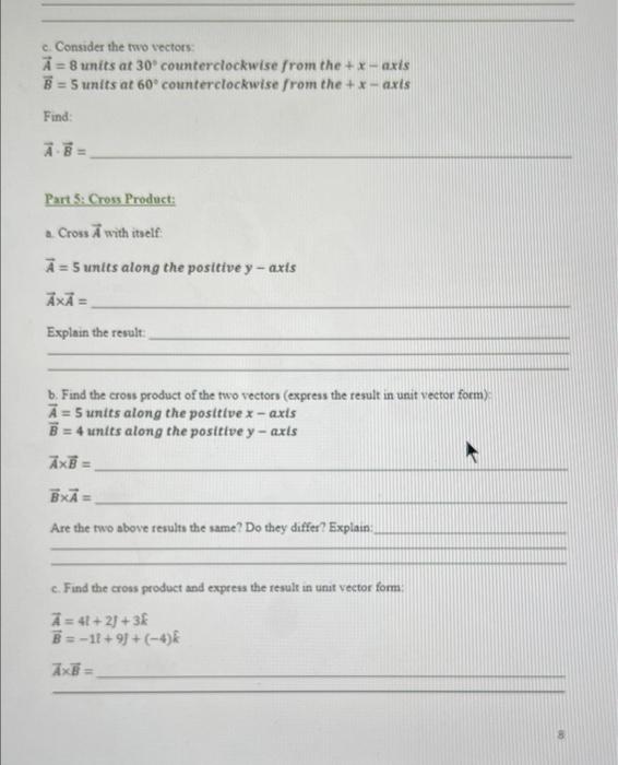 Solved Procedure: Solve the vector algebra problems below. | Chegg.com