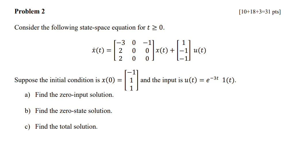 Solved By An Expert Problem 2consider The Following State Space