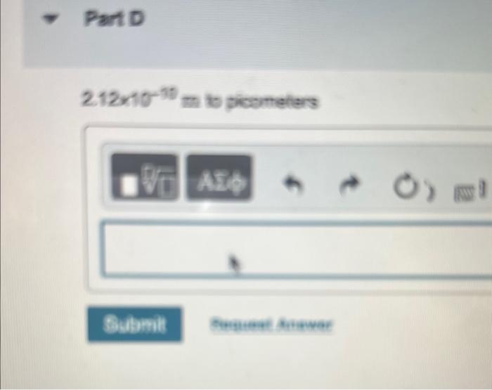 2.12×10−10 m to picometers | Chegg.com