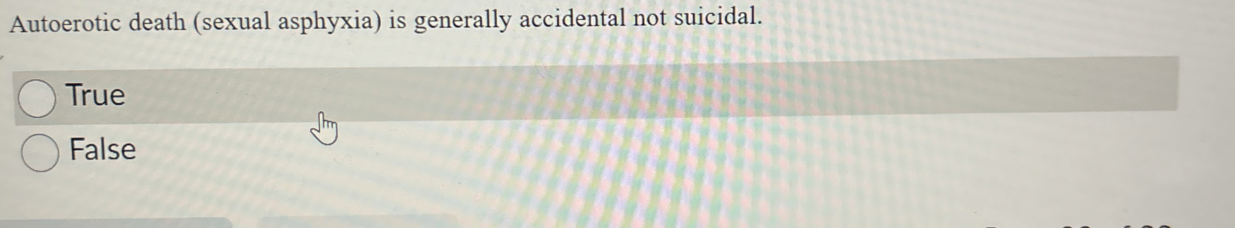 Solved Autoerotic death (sexual asphyxia) ﻿is generally | Chegg.com
