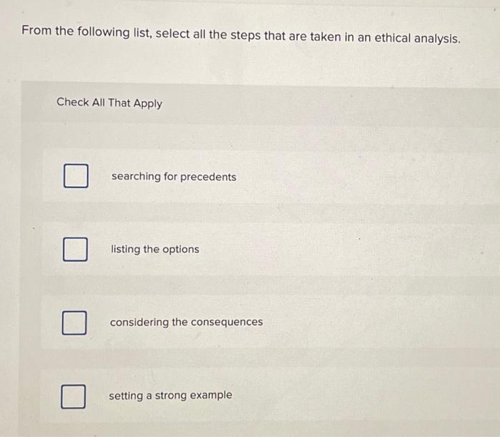 Solved From the following list, select all the steps that | Chegg.com