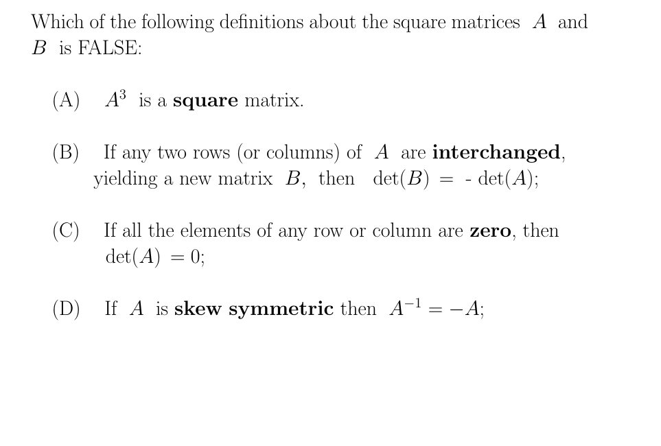 Solved Which of the following definitions about the square | Chegg.com