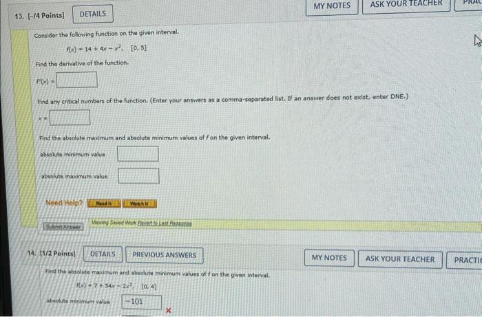 Solved Consider the following function on the given | Chegg.com
