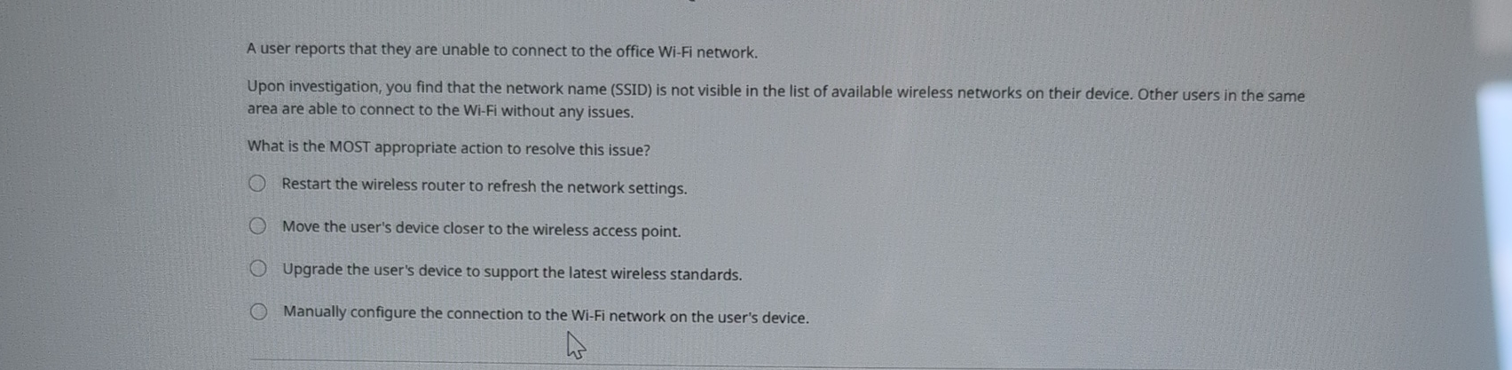 Solved A user reports that they are unable to connect to the | Chegg.com