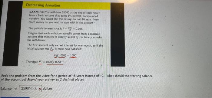 Solved Decreasing Annuities EXAMPLE:You withdraw $1000 at | Chegg.com