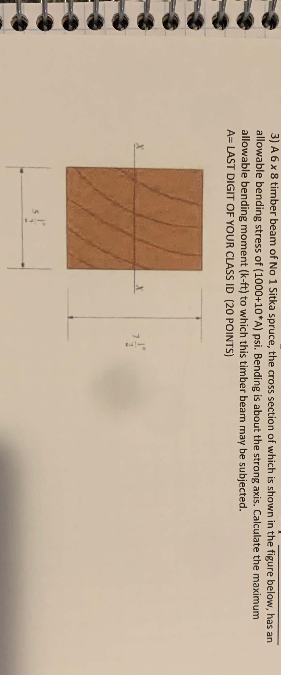 Solved A 6×8 ﻿timber beam of No 1 ﻿Sitka spruce, the cross | Chegg.com