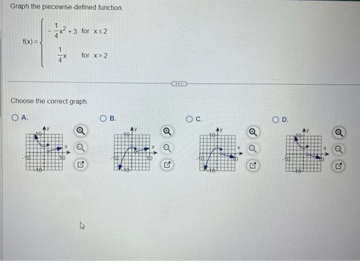 Solved Graph the piecewise-defined function f(x)={−41x2+341x | Chegg.com
