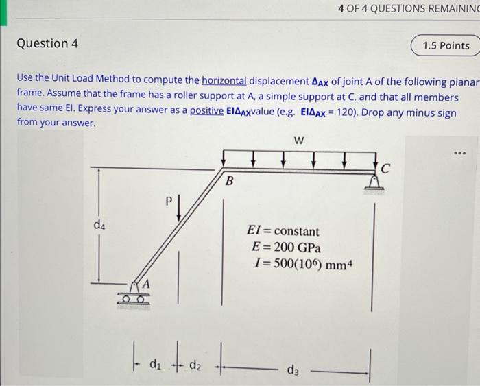 Solved Use the Unit Load Method to compute the horizontal | Chegg.com