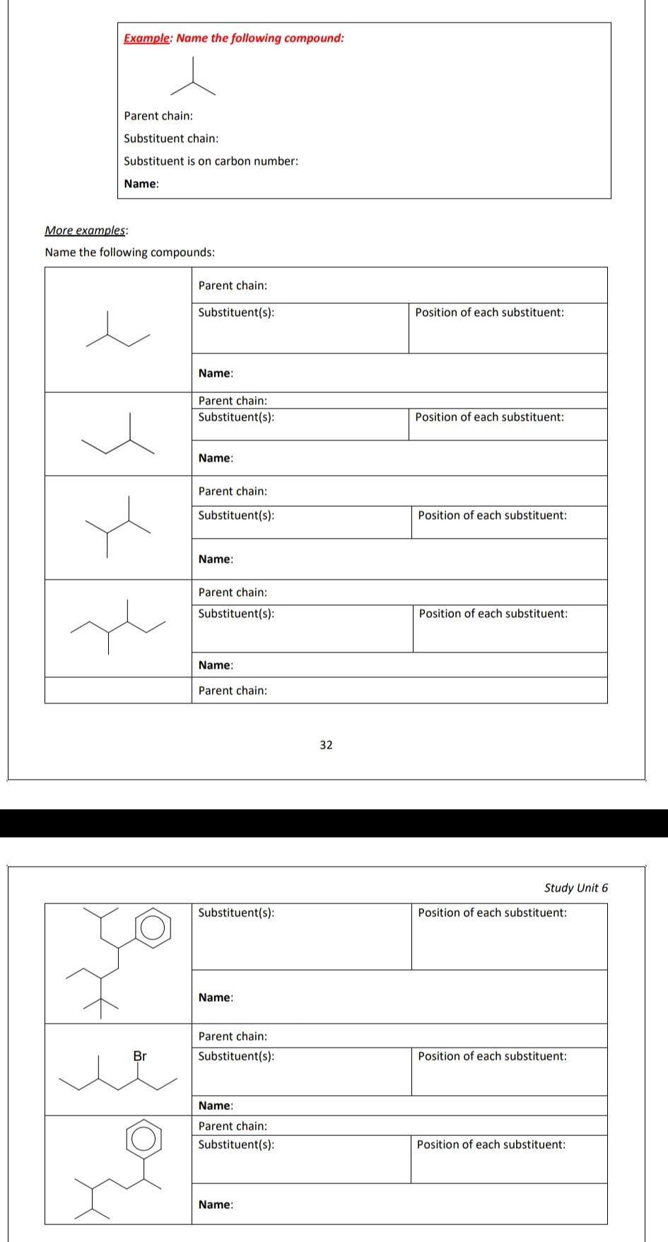 Solved Example: Name the following compound: Parent chain: | Chegg.com