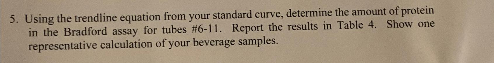 Solved Using the trendline equation from your standard | Chegg.com