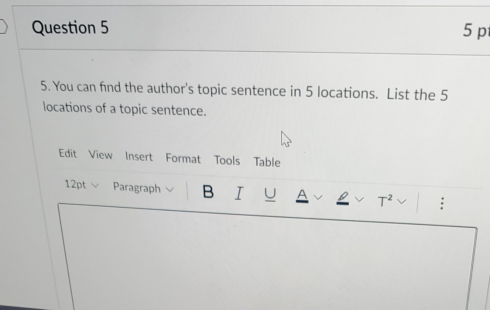 5. You can find the author's topic sentence in 5 | Chegg.com
