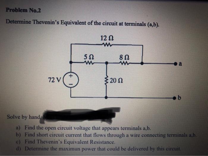 Solved Problem No.2 Determine Thevenin's Equivalent of the | Chegg.com