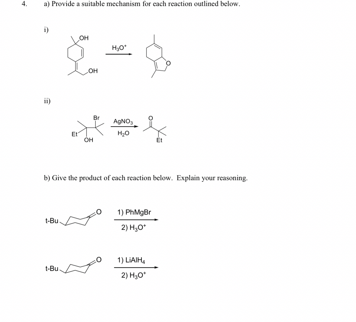 Solved a) ﻿Provide a suitable mechanism for each reaction | Chegg.com