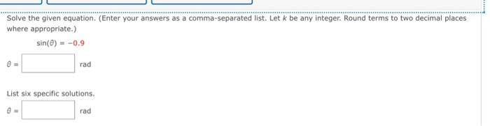 Solved Solve the given equation. (Enter your answers as a | Chegg.com