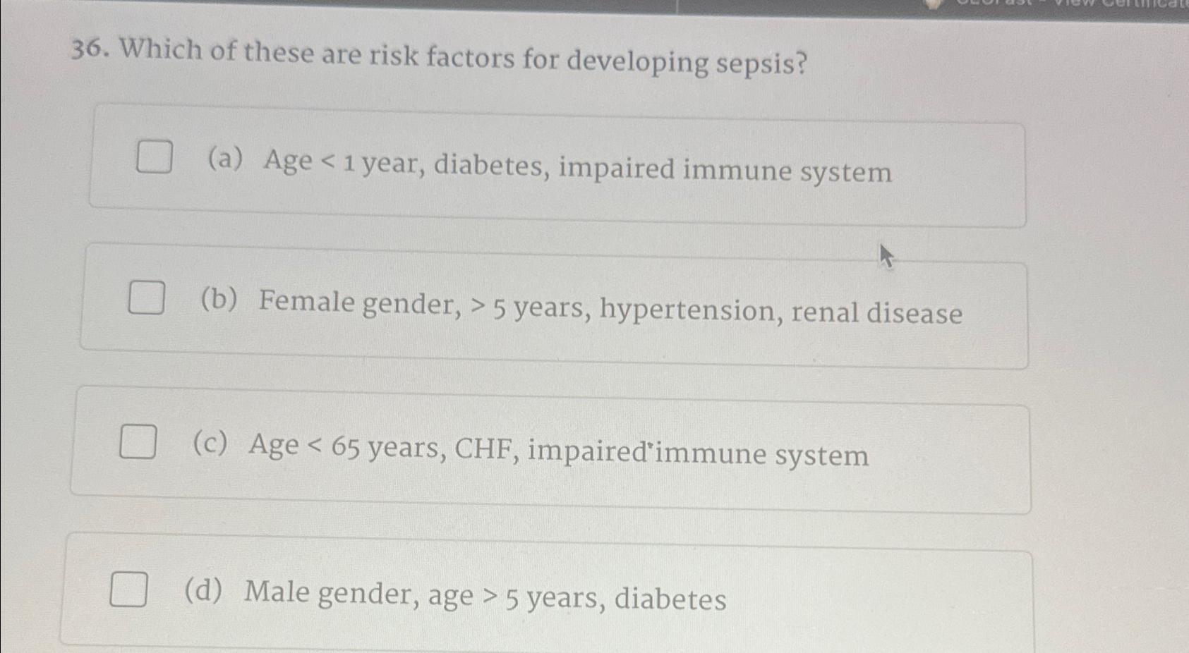 Solved Which of these are risk factors for developing | Chegg.com