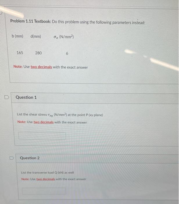 Solved please solve the problem with the given parameters in | Chegg.com