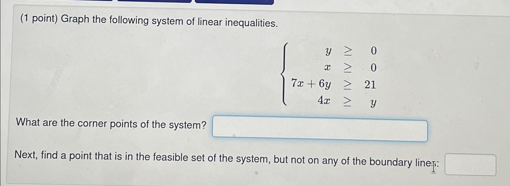 Solved (1 ﻿point) ﻿Graph the following system of linear | Chegg.com | Chegg.com