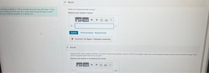 Solved An airplane propeller is 1.88m in length (from tip to | Chegg.com