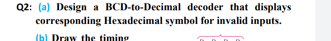 Solved Q2: (a) Design a BCD-to-Decimal decoder that displays | Chegg.com