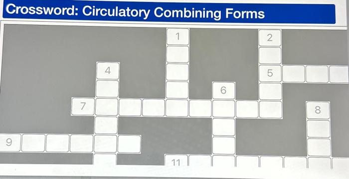 Crossword: Circulatory Combining Forms | Chegg.com
