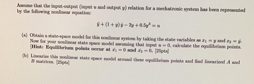 Solved Assume that the input-output (input u and output y) | Chegg.com