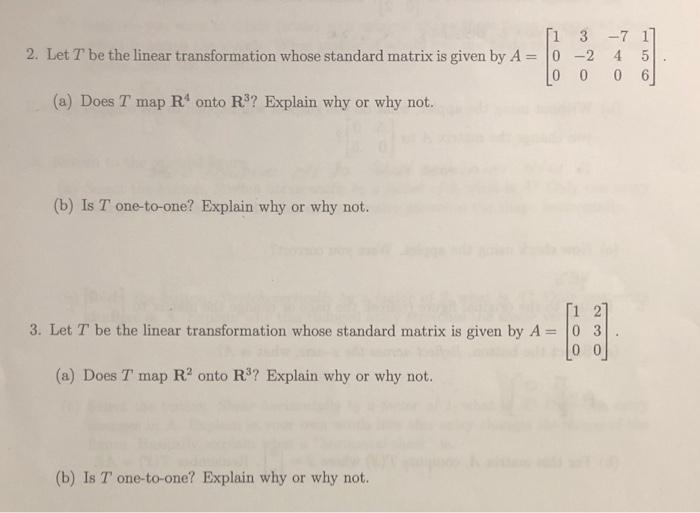 Solved 2. Let T be the linear transformation whose standard | Chegg.com