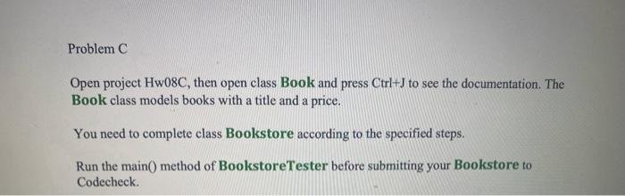 Problem C Open project Hw08C, then open class Book | Chegg.com