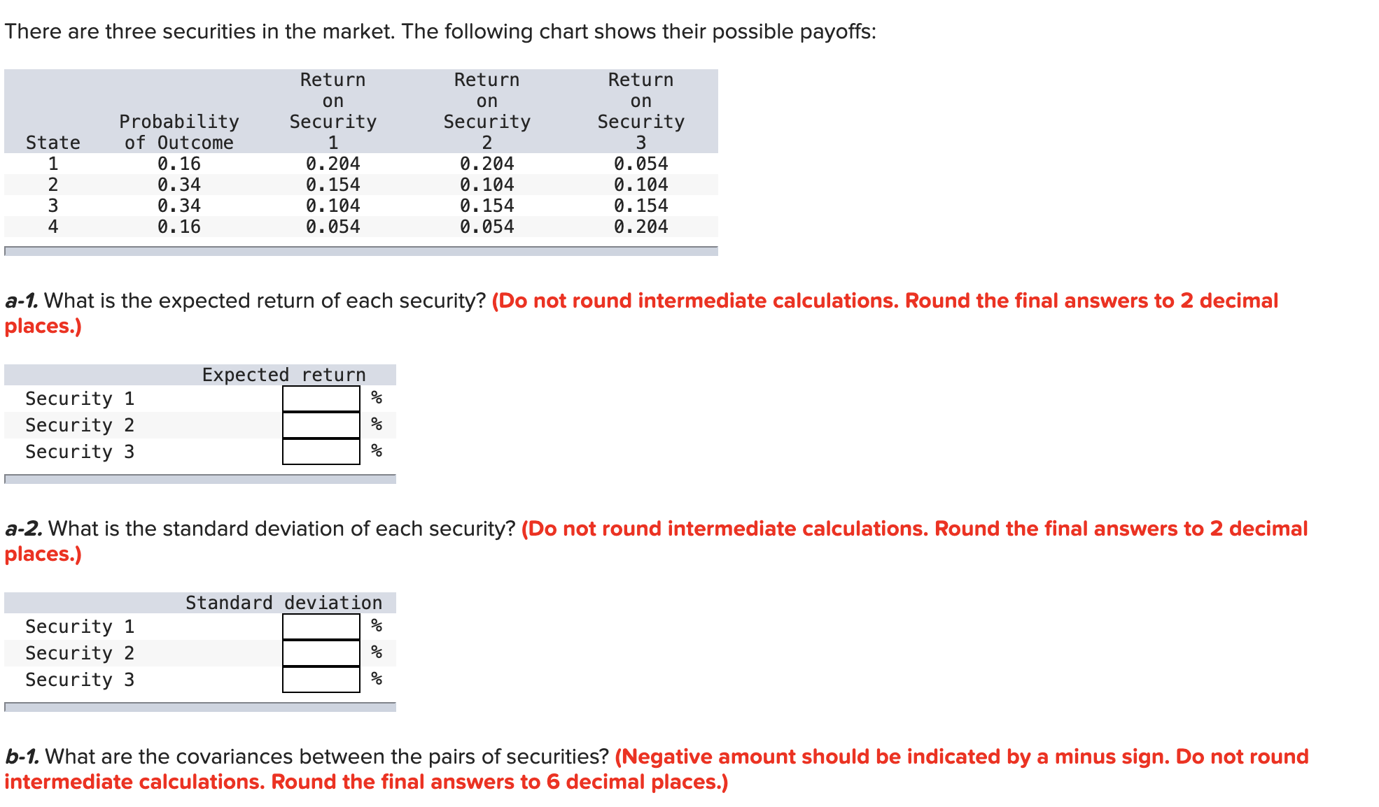 Solved There are three securities in the market. The | Chegg.com