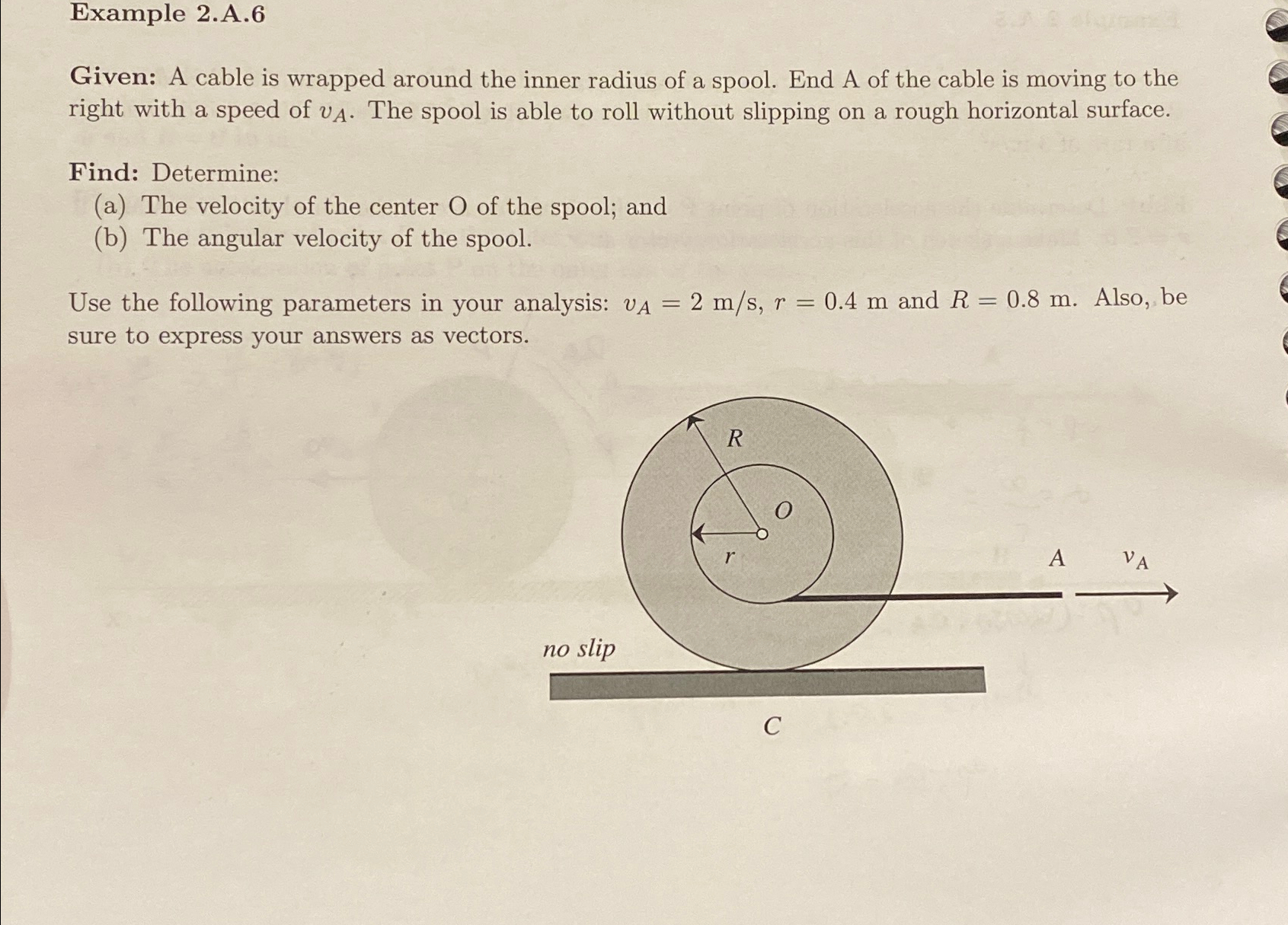 Solved Example 2.A. 6Given: A cable is wrapped around the | Chegg.com