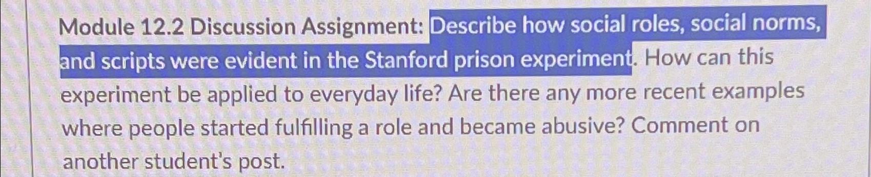 Solved Module 12.2 ﻿Discussion Assignment: Describe how | Chegg.com