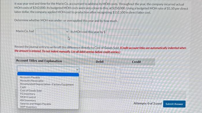Solved It was year-end and time for the Marin Co, accountant | Chegg.com