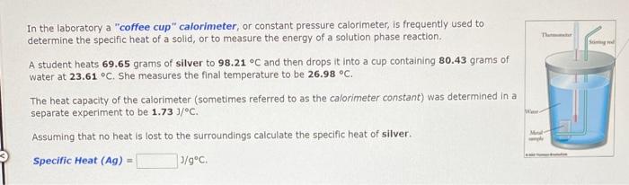 Solved In the laboratory a "coffee cup" calorimeter, or | Chegg.com