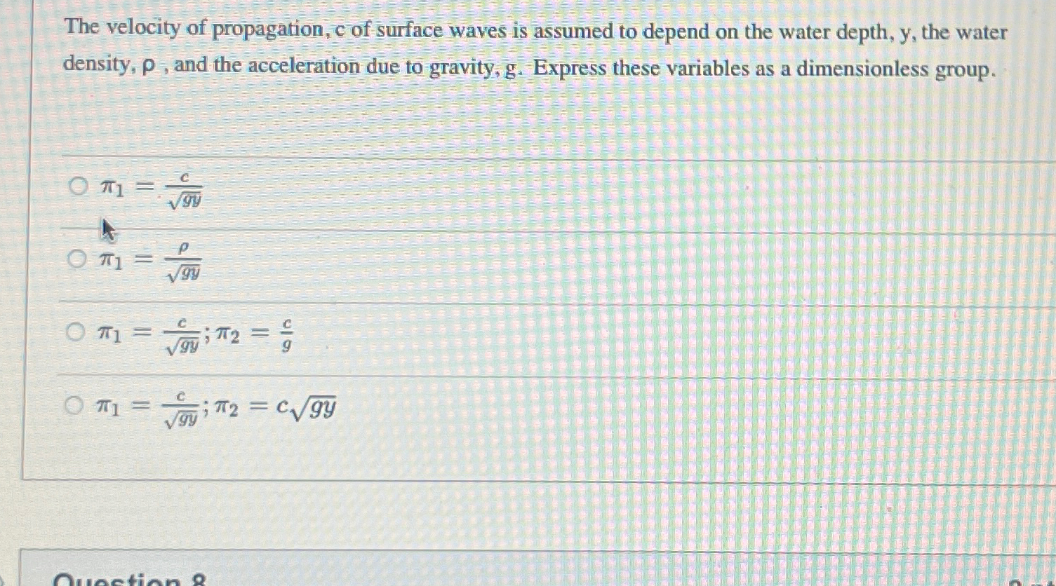 Solved The velocity of propagation, c of surface waves is | Chegg.com