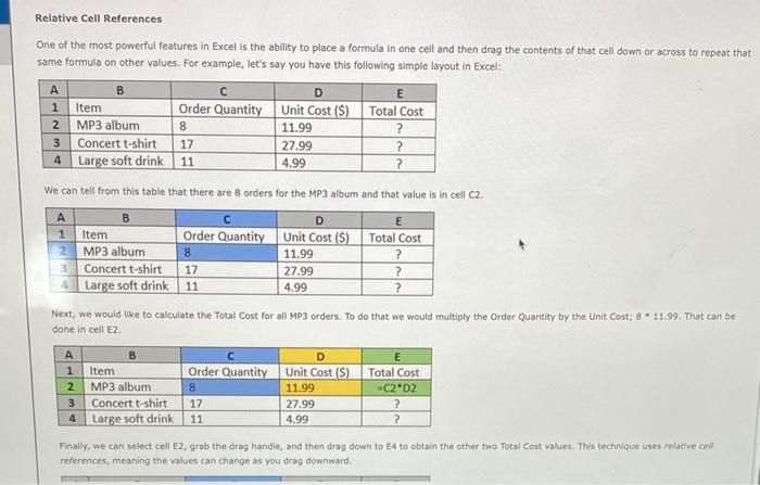 Solved A Microsoft Excel Spreadsheet Is Laid Out In A Grid Chegg