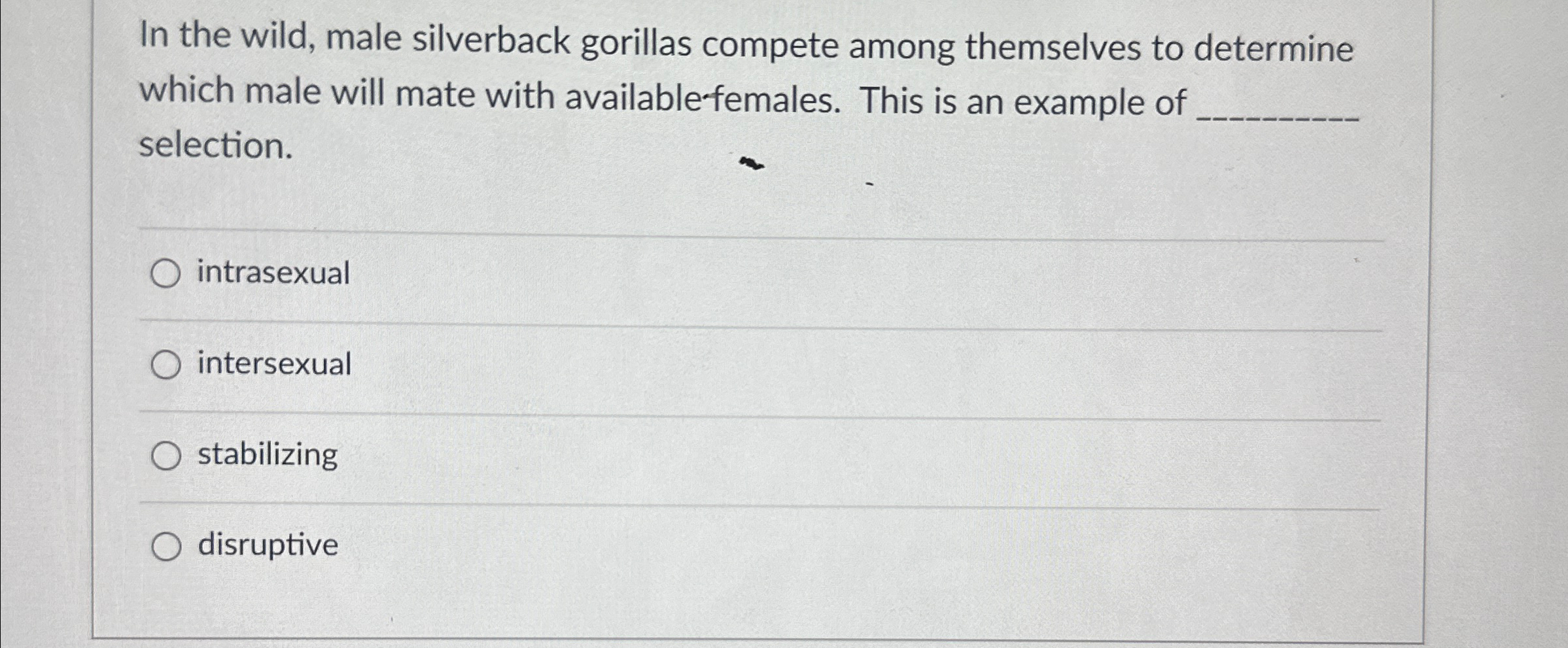 Solved In the wild, male silverback gorillas compete among | Chegg.com