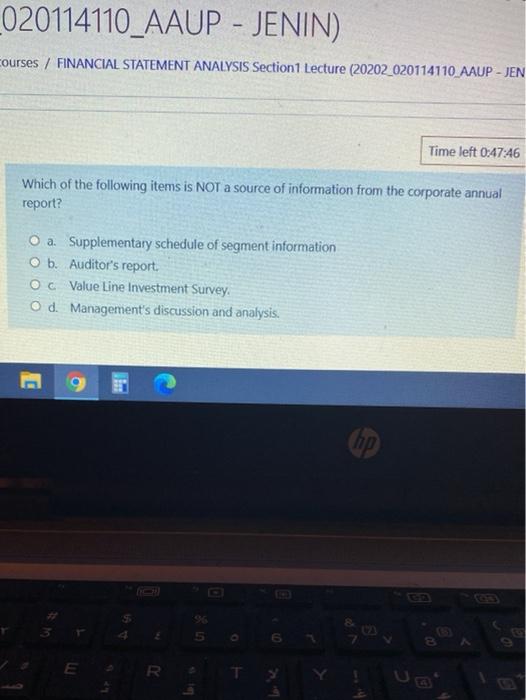 Solved 020114110_AAUP - JENIN) Courses / FINANCIAL STATEMENT | Chegg.com