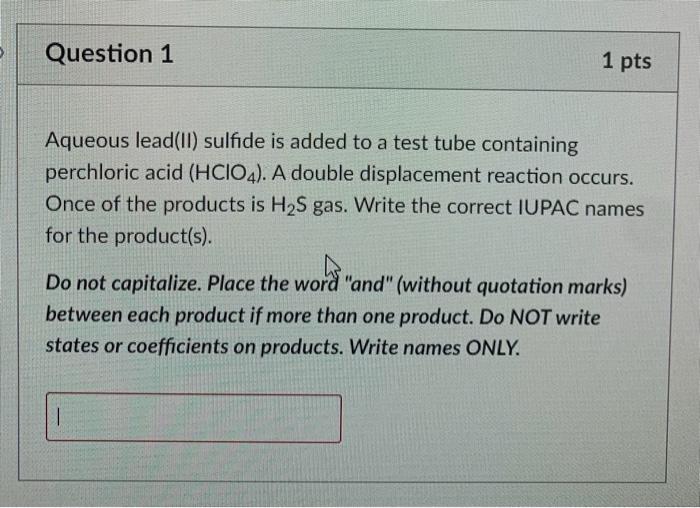Solved Aqueous lead(II) sulfide is added to a test tube | Chegg.com