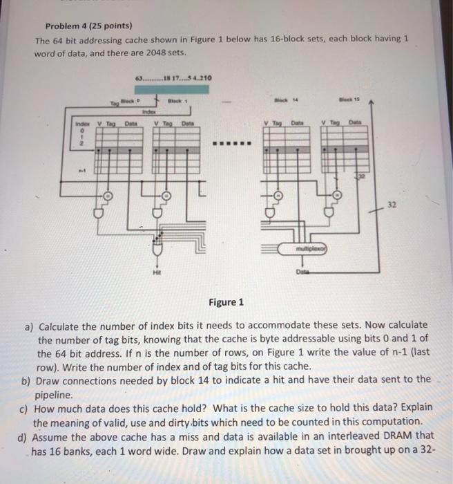Problem 4 (25 points) The 64 bit addressing cache | Chegg.com