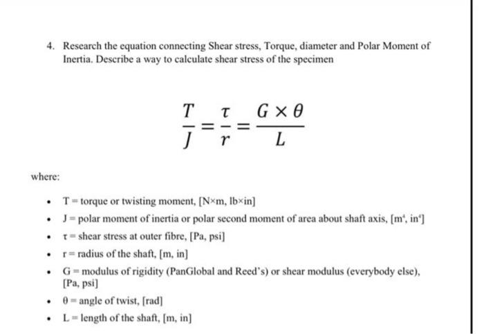 Solved 4. Research the equation connecting Shear stress, | Chegg.com