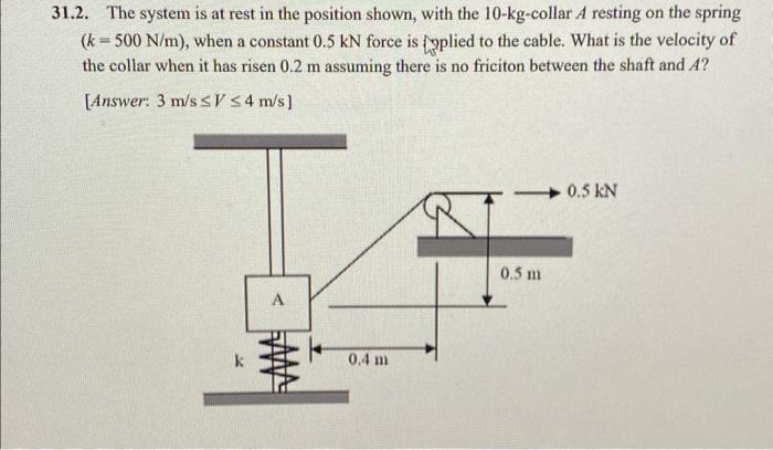 Solved 31.2. The system is at rest in the position shown, | Chegg.com